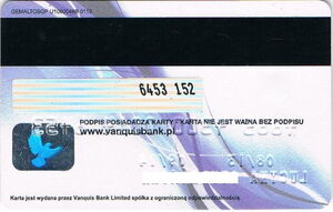 Bank Card: Vanquis (Vanqis Bank, PolandCol:PL-VI-0071.02