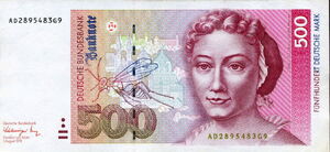 Banknote: 500 Deutsche Mark (Germany, Federal Republic(1989-1999 Issue ...
