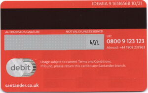 Bank Card: Santander MasterCard Debit Contactless (Santander, United ...