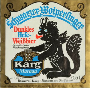 Drink Label: Schwarzer Woiperfinger Dunkles Hefe-Weissbier (Brauerei ...