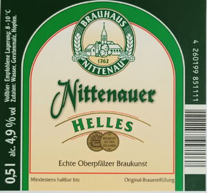 Drink Label: Nittenauer Helles (Brauhaus Nittenau, Germany, Federal RepublicCol:DE-BEER-024848