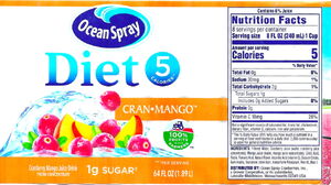 Drink Label: Ocean Spray Diet Cran-Mango (Ocean Spray Cranberries, Inc ...