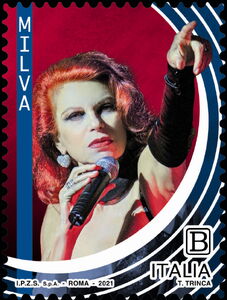 Stamp: Milva (Italy(The Italian excellence of the show (2022)) Mi:IT ...