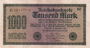 Banknote: 1,000 Mark (Germany(1922 3rd Issue - Reichsbanknote, Republic ...