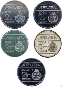 Moneda: 2½ Florin (Aruba(1980~2013 - Queen Beatrix) Col:AW-000006,WCC:km6 🪙
