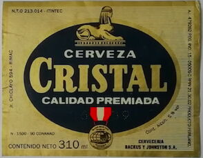 Drink Label: Cristal (Cervecería Backus y Johnston S.A., PeruCol:PE ...
