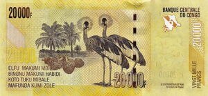 Billet de banque: 20,000 Francs (Congo, République Démocratique ...