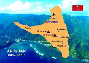 Postcard: Map of Anjouan District (ComorosCol:KM-000011