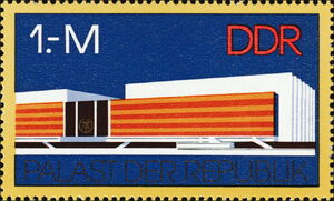 Stamp: The Palace of the Republic, Berlin (Germany, Democratic Republic ...