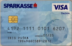 Bank Card: Sparkasse Bank VE (Sparkasse Bank, Bosnia and HerzegovinaCol ...