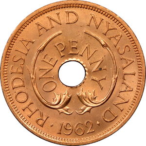 Coin: 1 Penny (Rhodesia and Nyasaland(1953~1963 - Elizabeth II) Col:GB ...