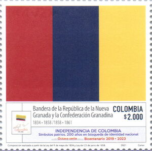 Stamp: Flag of Republic of New Granada/Granadine Confederation ...