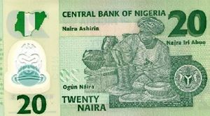 Banknote: 20 Naira (Nigeria(2005-2022 Issue) Wor:P-34c