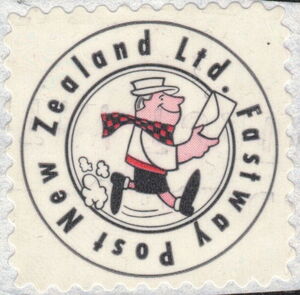 Stamp: Fastway Post Logo - Postman carrying Letter (New Zealand ...