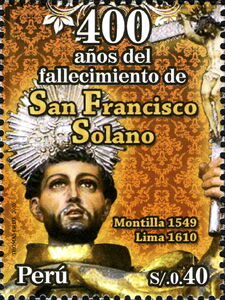 Sello: San Francisco Solano Statue (Perú(Saint Francis Solano, 4th ...