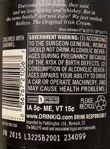 Drink Label: Imported Baileys Original Irish Cream (R & A BAILEY ...