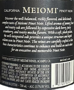 Drink Label: Meiomi Pinot Noir California (Meiomi Wines, United States ...