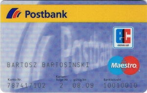 Bank Card: Postbank Maestro (Postbank, Germany, Federal RepublicCol:DE ...