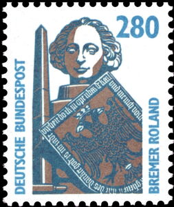 Stamp: Roland column, Bremen (Germany, Federal Republic(Sights) Mi:DE ...