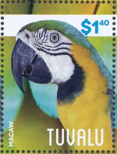 Stamp: Blue-and-yellow Macaw (Ara ararauna) (Tuvalu(Macaws) Sn:TV 1294e ...
