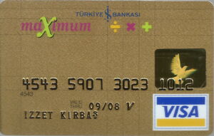 Bank Card: Maximum (Türkiye İş Bankası, Türkiye (Turkey)Col:TR-VI-0587 💳
