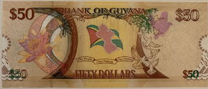 Banknote: 50 Dollars (Guyana(2016 "50 Years of Guyana's Independence ...