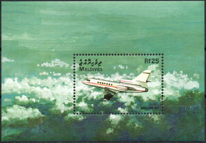 Stamp: Dassault Falcon Jet (Maldives(Aircrafts) Mi:MV BL411,Sn:MV 2319 ...