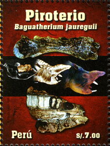 Stamp: Pyrotherium (Baguatherium jaureguli) (Peru(Prehistoric Animals ...