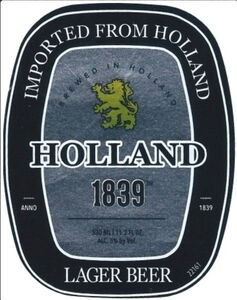 Drink Label: Holland 1839 Lager (Bavaria Lieshout Holland ...