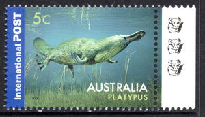 Stamp: Duck-billed Platypus - 3rd Print - 3 Koalas (Australia ...