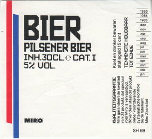 Etiqueta de bebida: Miro Pilsener Bier (Bavaria Lieshout Holland ...