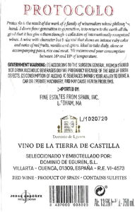 Drink Label: Protocolo - Vino de la Tierra de Castilla Red (Dominio de ...