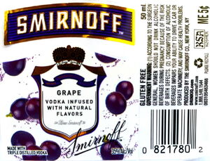 Drink Label: Smirnoff Grape (Smirnoff Co., United States of AmericaCol ...