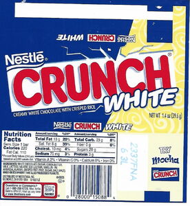 Envoltorio de chocolate: Nestlé White Crunch (Nestlé USA, Inc., Estados ...