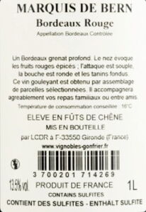 Drink Label: Marquis de Bern Bordeaux (SAS Gonfrier Frères, FranceCol ...