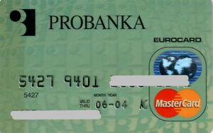 Bank Card: Probanka Eurocard - Mastercard (Probanka, SloveniaCol:SI-MC-0031