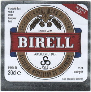 Drink Label: Birell (Vereenigde Nederlands Brouwerij, NetherlandsCol:NL ...