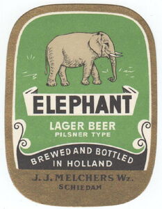 Drink Label: Elephant Lager Beer (Vereenigde Nederlands Brouwerij ...