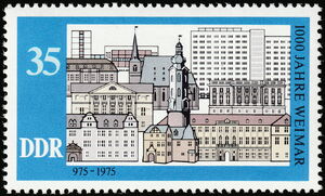 Stamp: Historic and New Buildings in Weimar (Germany, Democratic ...