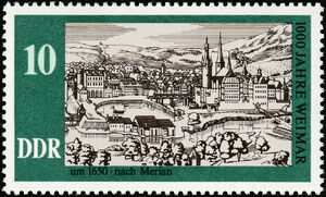 Stamp: Weimar, Town View (1650) (Germany, Democratic Republic (DDR ...