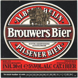 Drink Label: Brouwers Bier Pilsener Bier (Vereenigde Nederlands ...