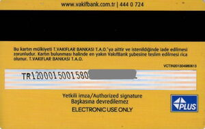 Bank Card: Bankomat (VakifBank, Türkiye (Turkey)Col:TR-VE-0035.04