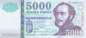 Banknote: 5,000 Forint (Hungary(2001-2008 "Without Omron Rings" Issue ...