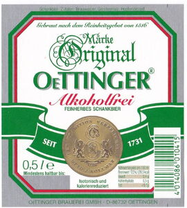 Drink Label: Oettinger Alkoholfrei (Oettinger Brauerei GmbH, Germany ...
