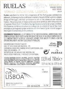 Drink Label: Ruelas Reserva Red Blend (Parras Wines,Unipessoal,Lda ...