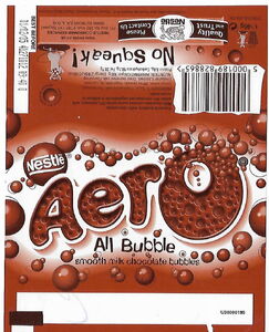 Chocolate Wrapper: Nestlé Aero Milk All Bubble (The Nestlé Company Ltd ...