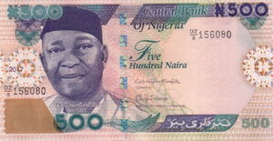 Billete de Banco: 500 Naira (Nigeria(1984-2022 Issue) Wor:P-30pr