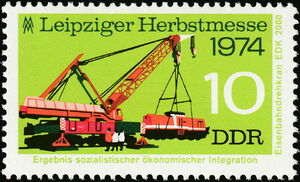 Sello: Railway Crane EDK 2000 (Alemania, República Democrática(Leipzig ...