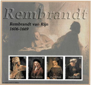 Stamp: Paintings by Rembrandt van Rijn (1606-1669) (Saint Vincent & The ...