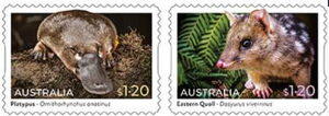 Stamp: Platypus/Eastern Quoll (Australia(Native Animals of Australia ...